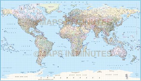 Digital Vector World Map Equirectangular Projection World Vector Map