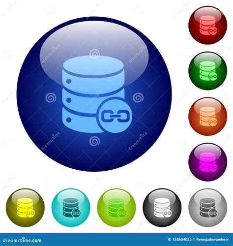 Joined Database Tables Color Glass Buttons Stock Vector Illustration