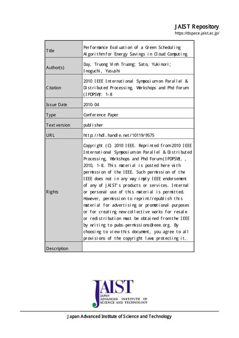 PDF Performance Evaluation Of A Green Scheduling Algorithm For Energy Savings In Cloud Computing