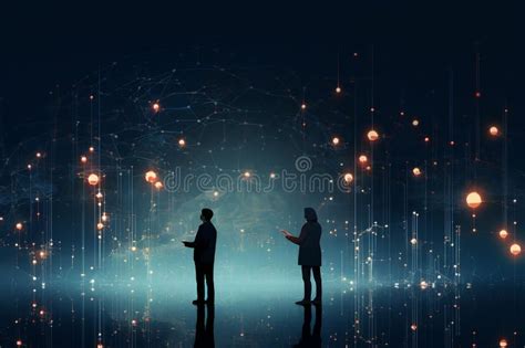 Humans Interconnected Through The Web Of Technology Symbolizing The