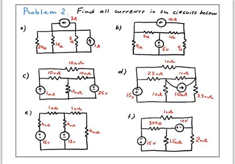 solved find all currents in the circuits below
