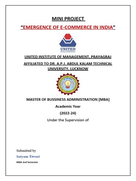Mini Project 2 Semester Pdf E Commerce Marketing