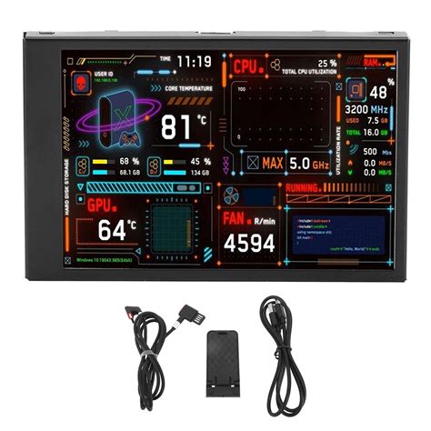 In Computer Temp Monitor Dual USB Port IPS Mini Display CPU Data Monitor With Visual Theme