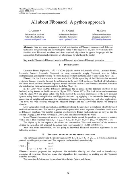 All About Fibonacci A Python Approach Pdf Numbers Teaching