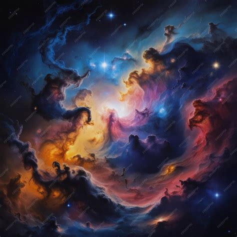 Breathtaking Cosmic Nebula Illustration A Vivid Display Of Swirling Gas