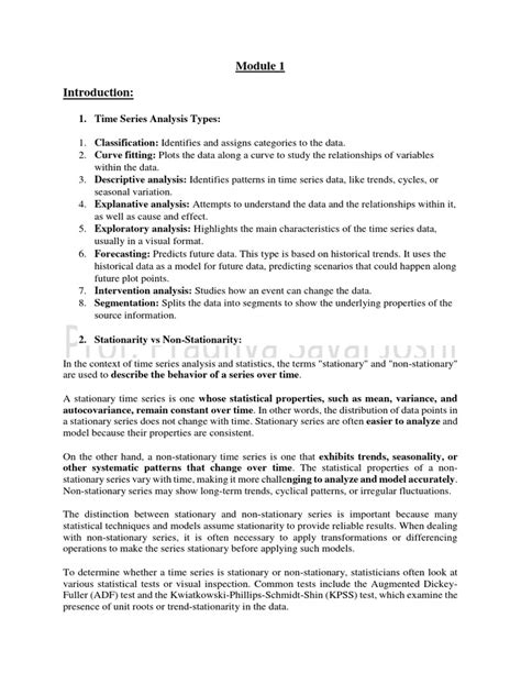 Time Series Analysis Pdf Stationary Process Time Series