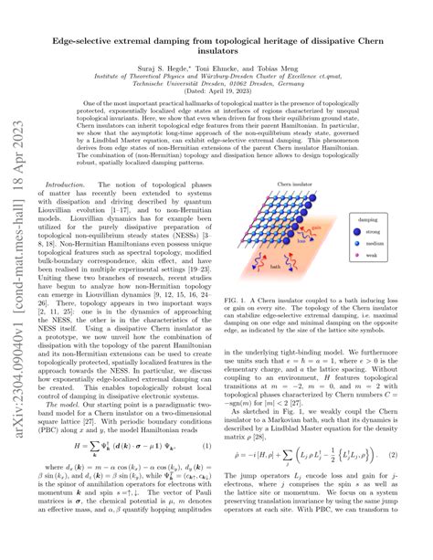 Pdf Edge Selective Extremal Damping From Topological Heritage Of Dissipative Chern Insulators