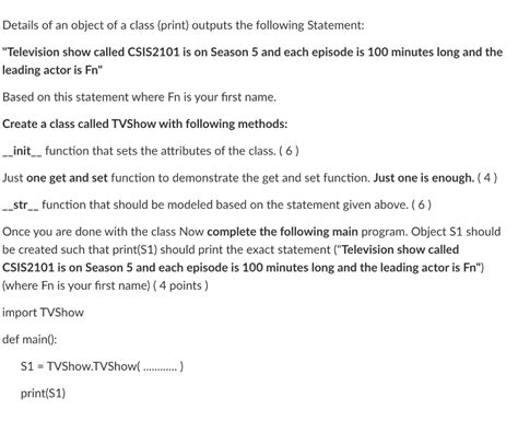 Solved Details Of An Object Of A Class Print Outputs The