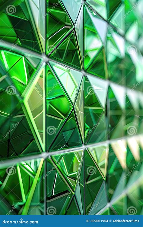 Abstract Green Crystalline Structure With Triangular Facets Stock