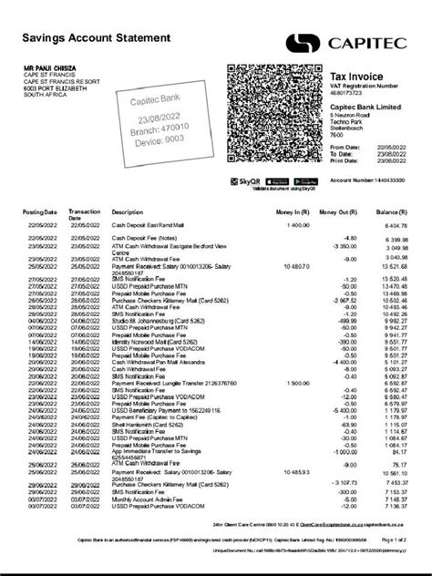 Capitec Savings Account Statement Pdf