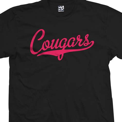 Cougars Script Tail Shirt High School Sports Football Team All Size