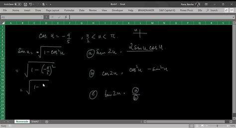 SOLVED Find The Exact Values Of Sin U Cos U And Tan U Using The Double Angle Formulas