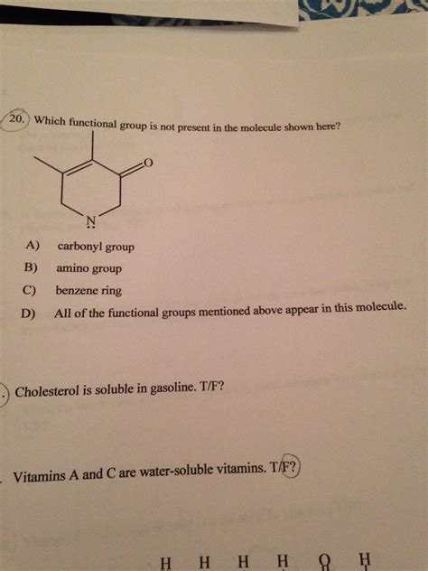 Solved Which Functional Group Is Not Present In The Molecule