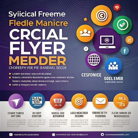 Social Media Meia Flyer With Glowing Social Media Icons Around Premium Ai Generated Image