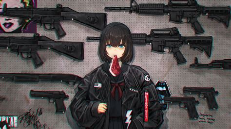 Anime Girl Gun Rifle Weapon 4k 4 2417 Wallpaper 4k Pc