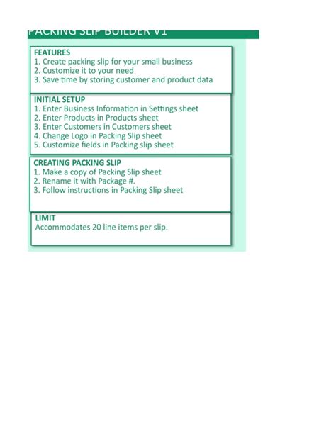 packing slip builder excel template pdf information technology