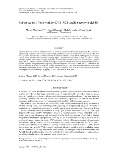 Pdf Robust Security Framework For Dvb Rcs Satellite Networks Rssn