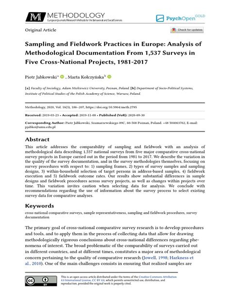Sampling And Fieldwork Practices In Europe Analysi Pdf Survey