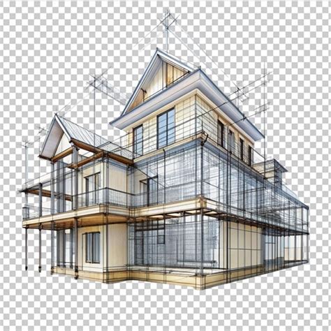 algorithmically generated architectural sketch premium ai generated psd
