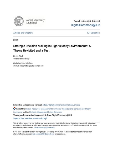 Strategic Decision Making In High Velocity Environments Pdf Consensus Decision Making