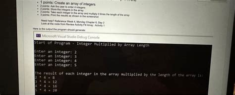 Solved 1 Points Create An Array Of Integers 2 Points