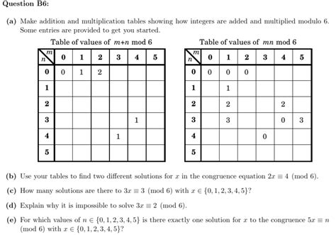 Solved A Make Addition And Multiplication Tables Showing