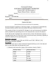 Study On Transistor Bias In Electronics Lab Course Hero