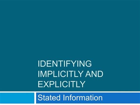Explicit And Implicit Claims In A Text Ppt