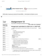 Data Analytics With Python Week 12 Pdf 06 06 2021 Data Analytics With Python Unit 14
