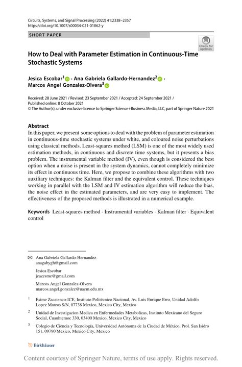 How To Deal With Parameter Estimation In Continuous Time Stochastic