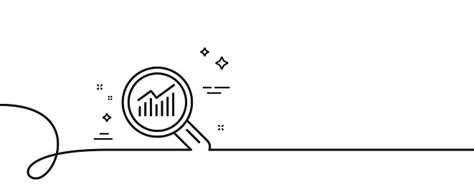 Chart Line Icon Report Graph Sign In Magnifier Continuous Line With Curl Vector Stock