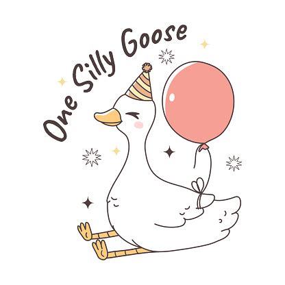 Ilustración De Diseño De Ganso Tonto Con Un Ganso Tonto 1er Cumpleaños