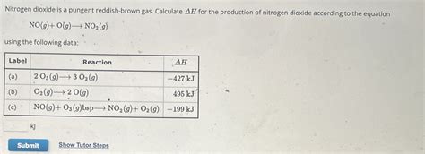 Solved Nitrogen Dioxide Is A Pungent Reddish Brown Gas Chegg Com