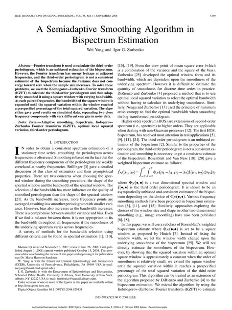 Pdf A Semiadaptive Smoothing Algorithm In Bispectrum Estimation