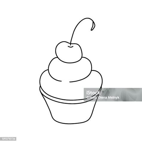 낙서 컵 케이크 메뉴 카페 비스트로 레스토랑 다방 빵집 라벨 포스터 배너 전단지 및 포장을위한 스케치 요소를 디자인하십시오 흰색 배경에 벡터 일러스트레이션 검은색에 대한