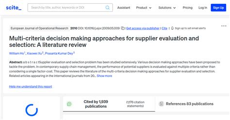 Multi Criteria Decision Making Approaches For Supplier Evaluation And Selection A Literature