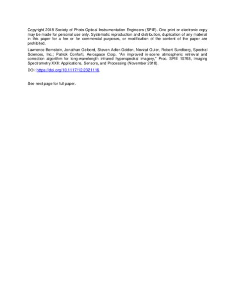 Pdf An Improved In Scene Atmospheric Retrieval And Correction