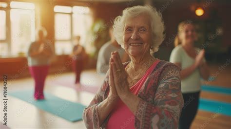Happy Older Women In Group Fitness And Yoga Classes Active Mind And