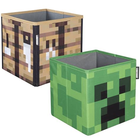 Minecraft Set Of 2 Fabric Storage Boxes Creeper Headcrate Minecraft Set Of 2 Fabric Storage Boxes Creeper Headcrate