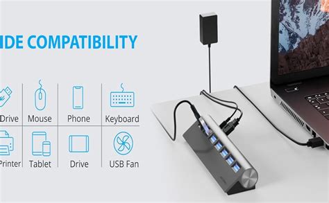 Amazon Com Achoro Ports Powered USB HUB Triangle Aluminum Alloy Super Speed External USB