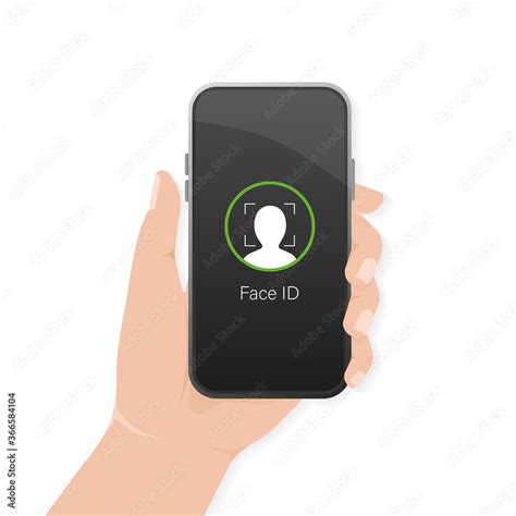 Vector Mobile Device Concept Face Recognition Mobile App Design Face Id Stock Vector Adobe