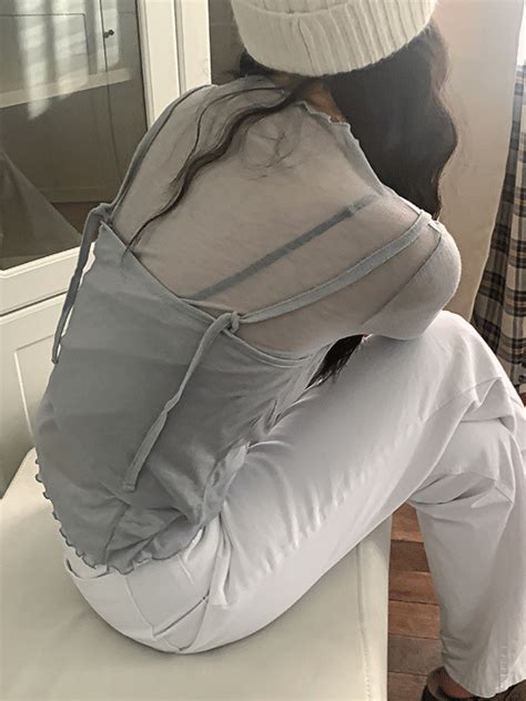 나이니 포더 시스루 골지 긴팔 뷔스티에 나시 레이어드 세트