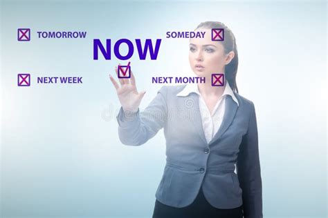 Concept Of Procrastination With Now Or Later Stock Image Image Of