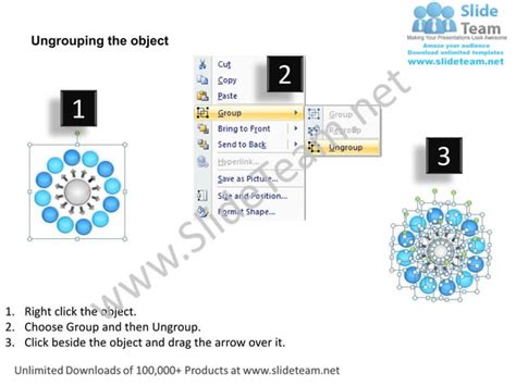 layout of converging 12 steps linear flow cycle chart power point