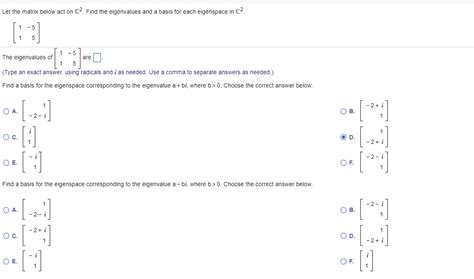 answered let the matrix below act on c find the… bartleby