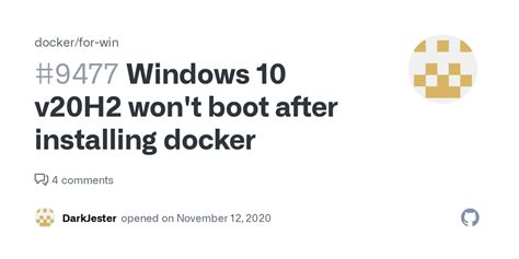Windows V H Won T Boot After Installing Docker Issue Docker For Win GitHub