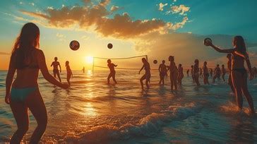 Free Beach Volleyball Sunset Image Beach Sunset Volleyball