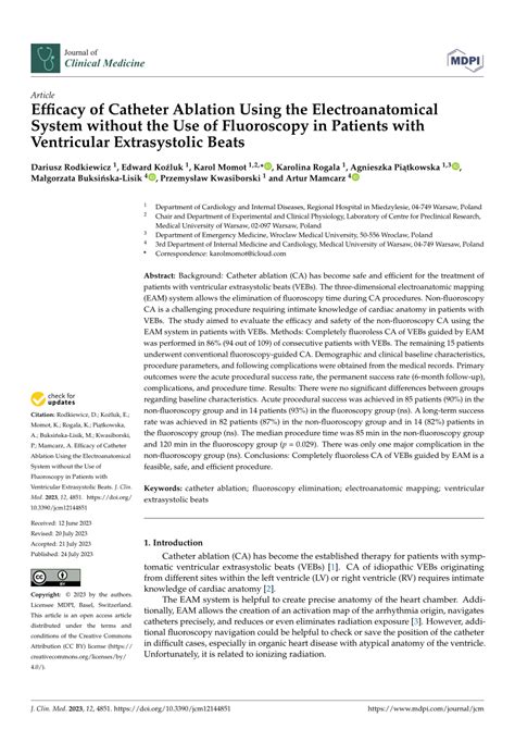 Pdf Efficacy Of Catheter Ablation Using The Electroanatomical System
