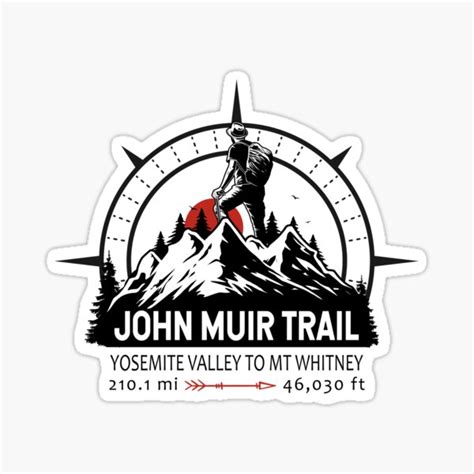 John Muir Trail California Hiker Compass Sticker For Sale By
