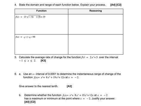 solved 4 state the domain and range of each function below